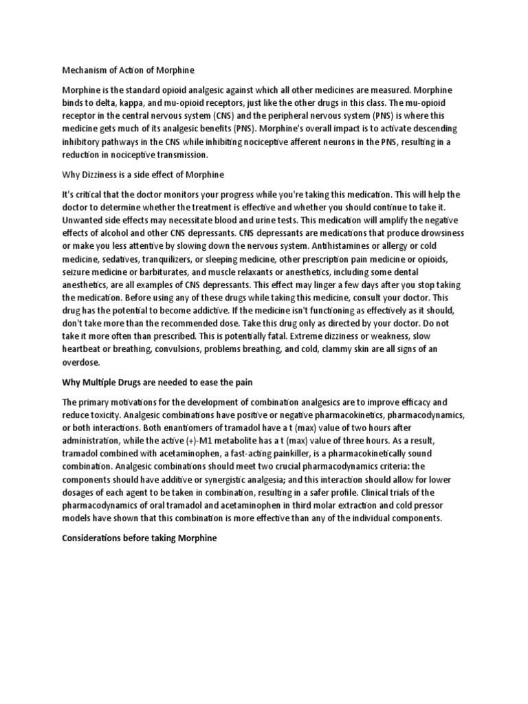 Mechanism of Action of Morphine | PDF | Analgesic | Morphine