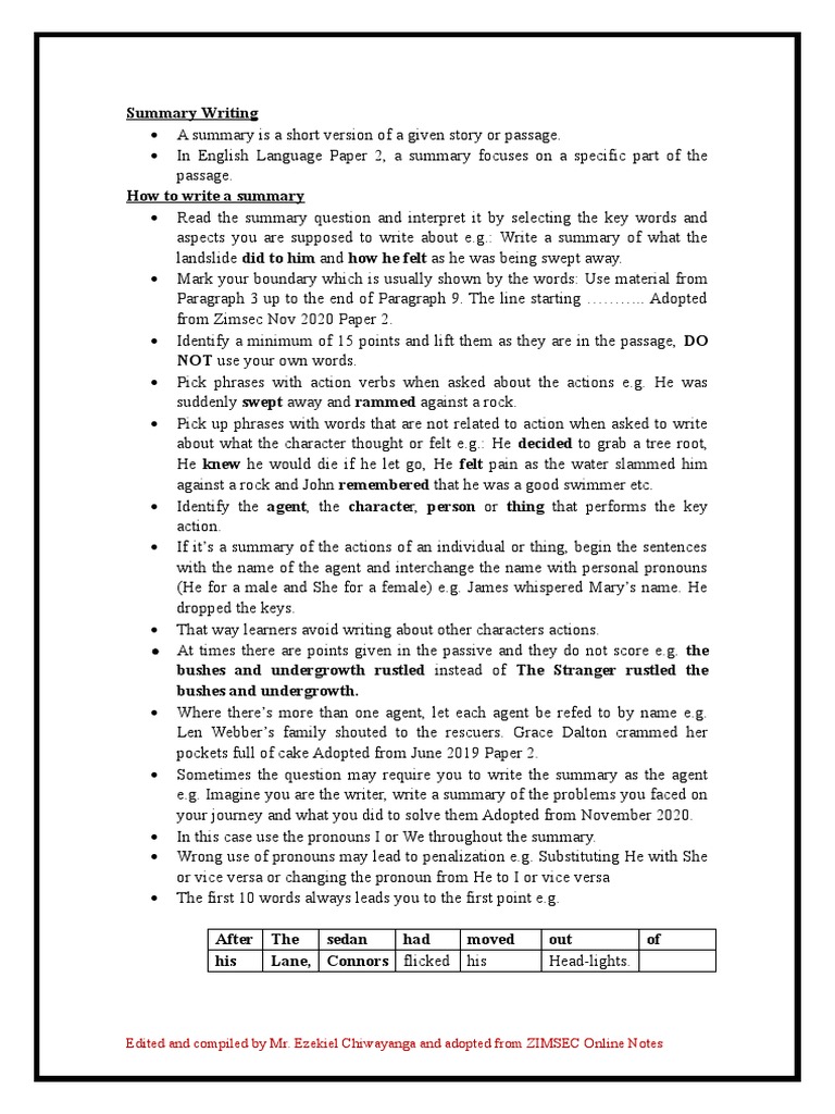 Summary Writing 'O' Level | PDF