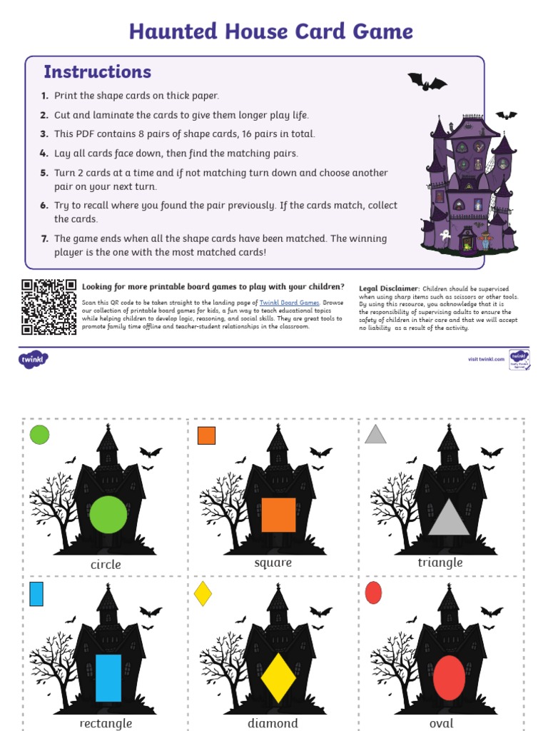 Haunted Card Game Halloween Activities - Ver - 2 | PDF