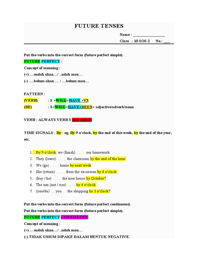 Future Tenses Exercises | PDF | Verb | Grammatical Tense