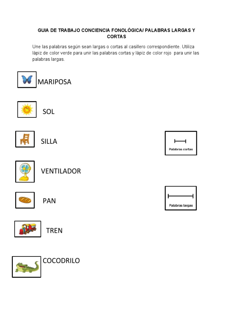 Palabras Cortas y Largas para Niños | PDF