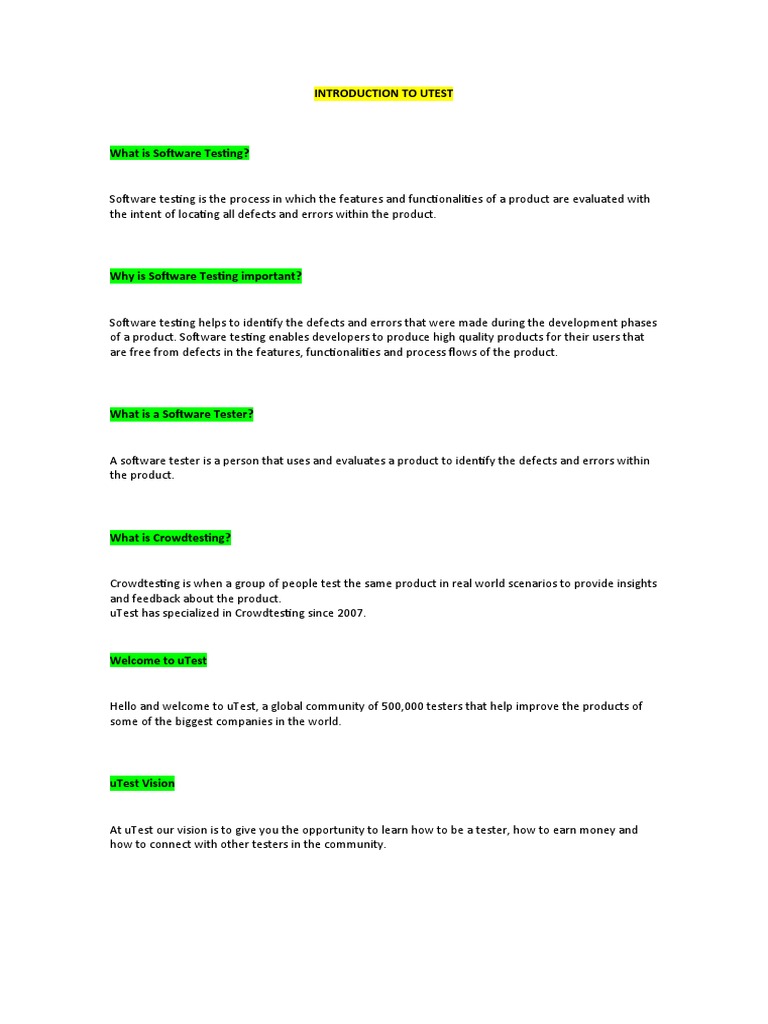 Introduction To Utest | PDF | Software Testing | Software