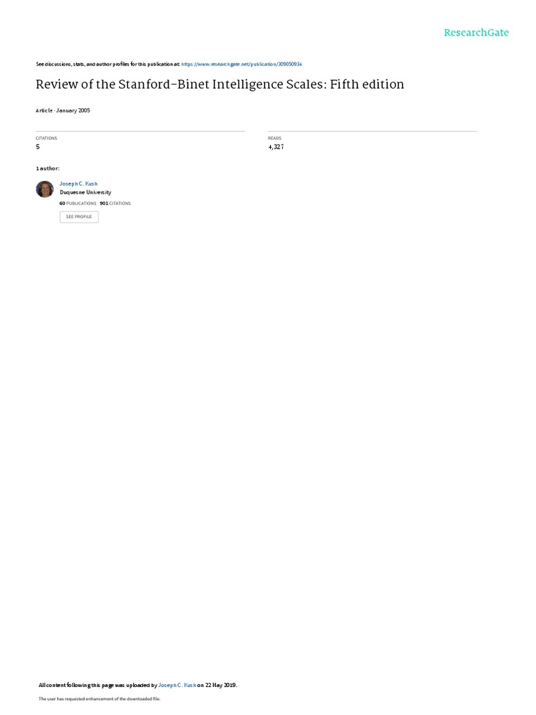 Stanford Binet | PDF | Intelligence Quotient | Wechsler Adult ...