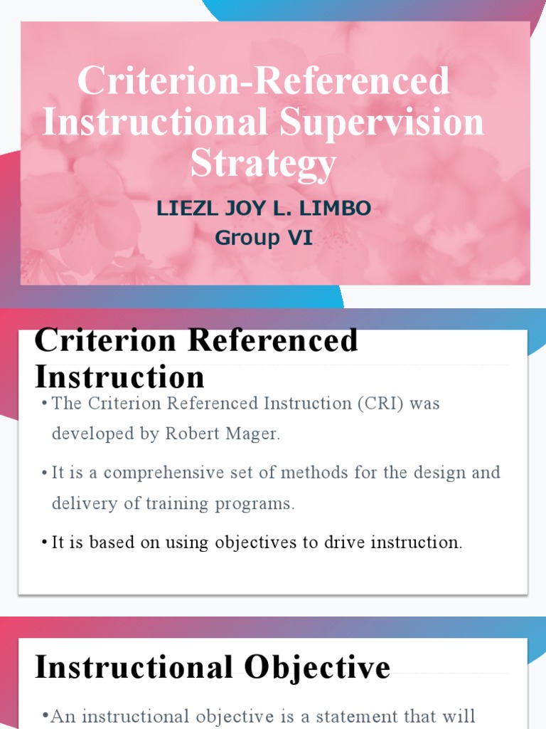 Criterion-Referenced Instruction Guide | PDF | Self-Improvement