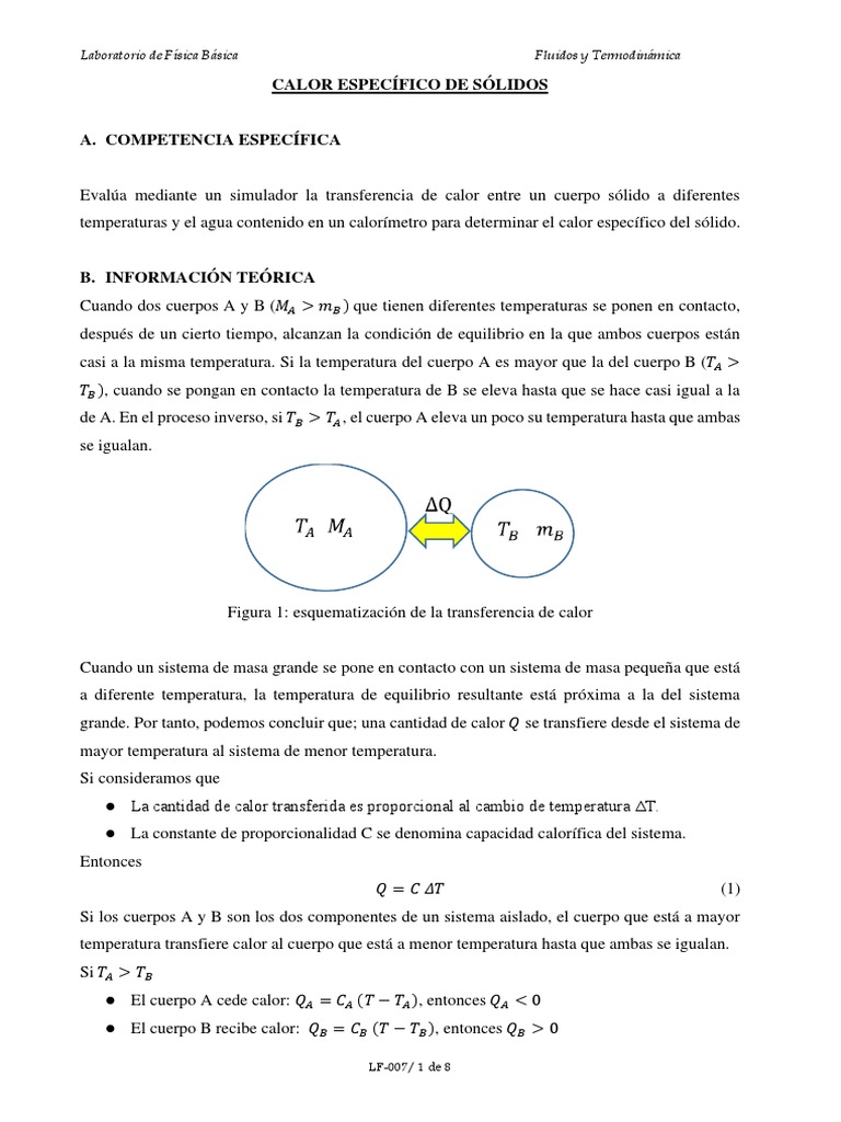 Determinación del Calor Específico | PDF | Calor | Temperatura