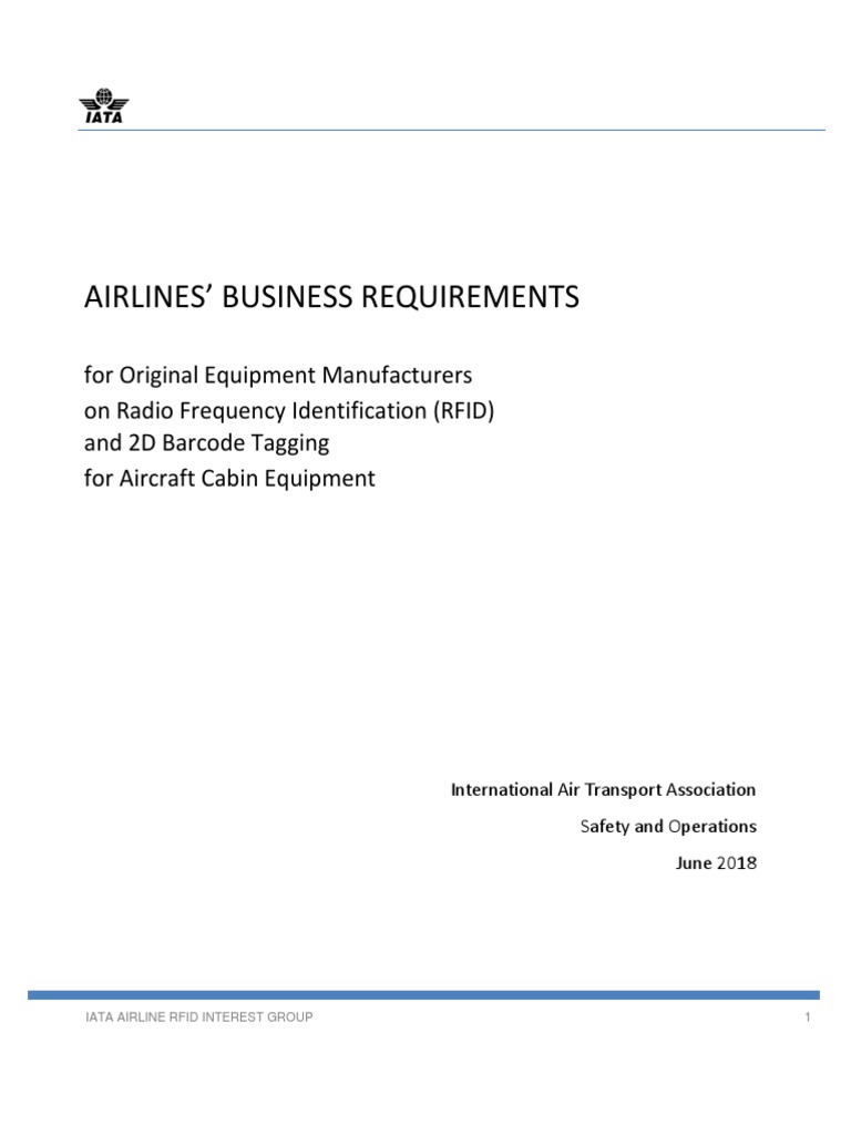 IATA - RFID For Aircraft Cabin Equipment | PDF | Radio Frequency ...