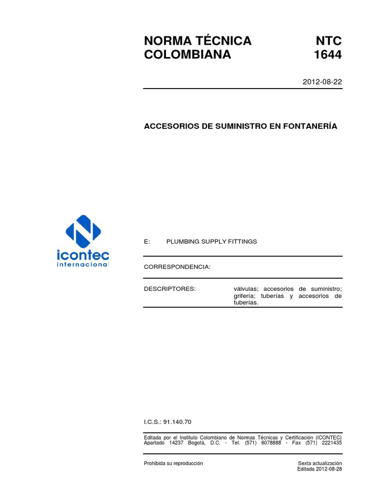 Norma T Cnica Colombiana 1644 | PDF