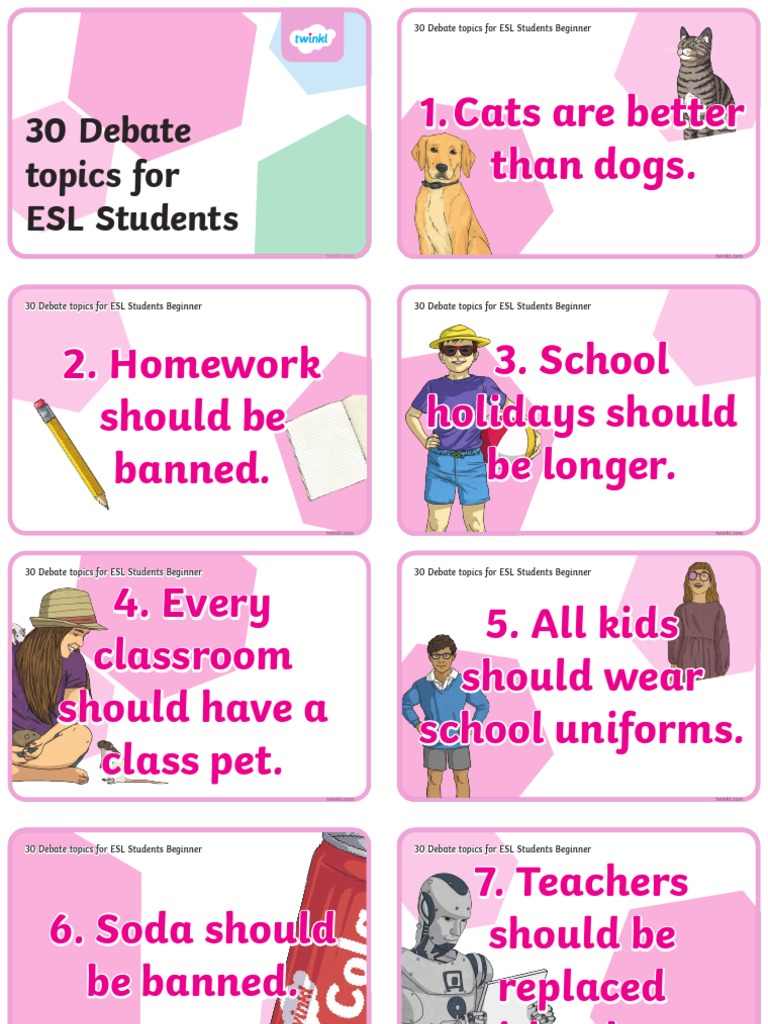 Debate Topics For Esl Students | PDF | Schools | English As A Second Or ...