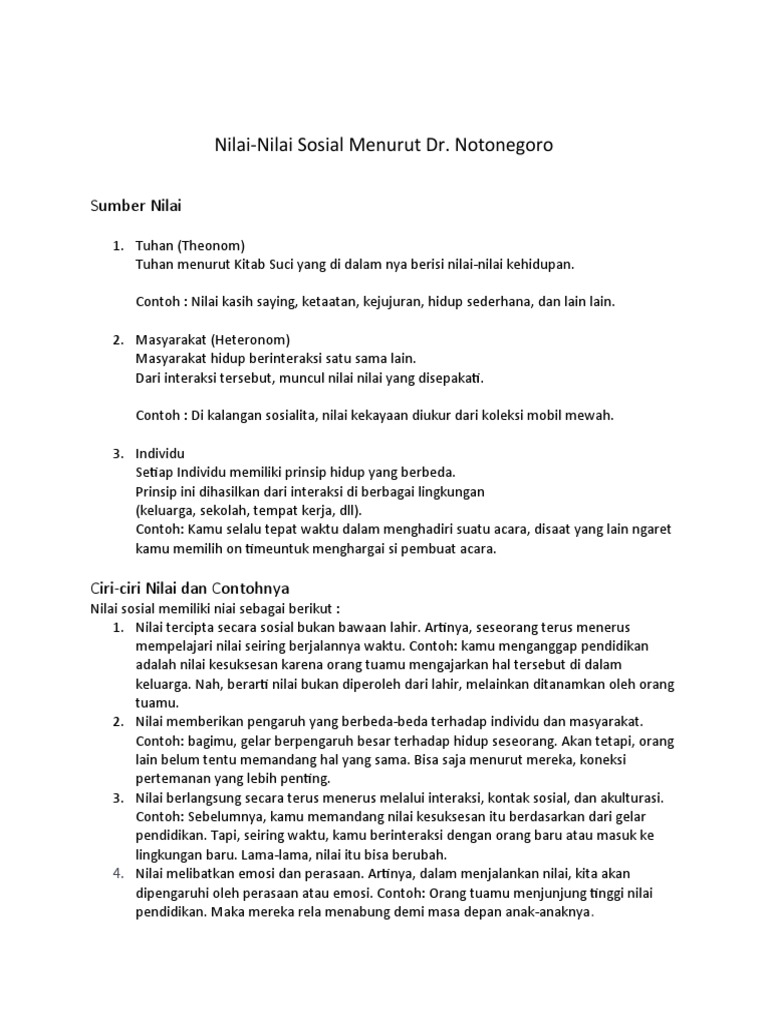 Nilai Sosial Menurut Pandangan Dr. Notonegoro | PDF