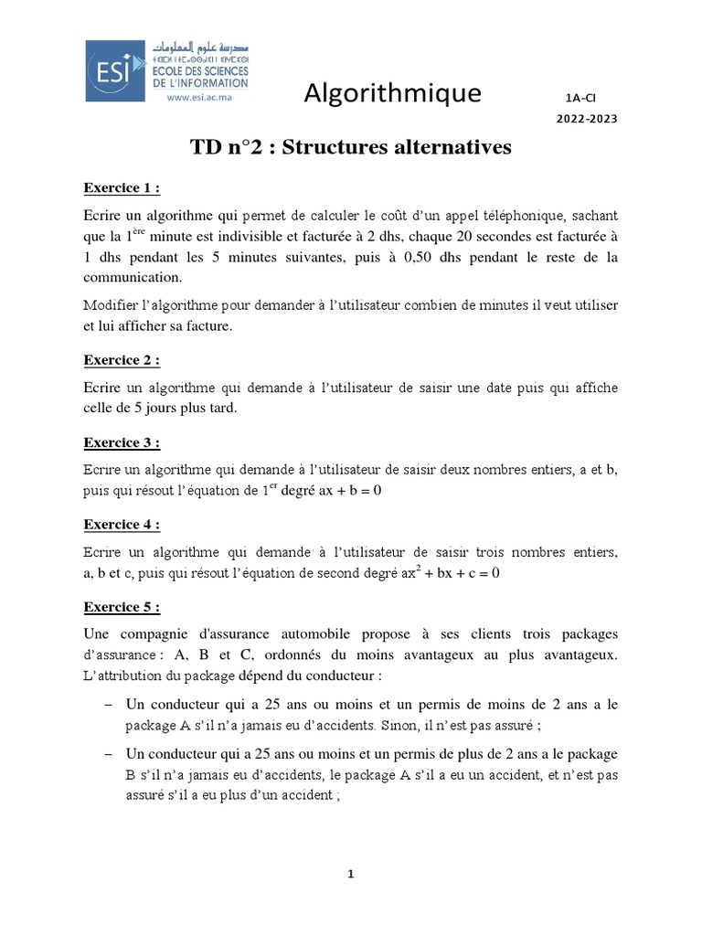 TD 2 Algorithmique | PDF | Ordinateurs