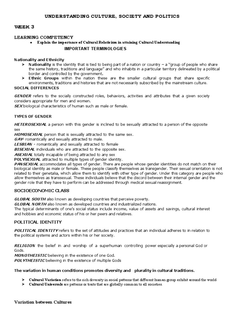 Ucsp Week3 | PDF | Gender | Gender Studies