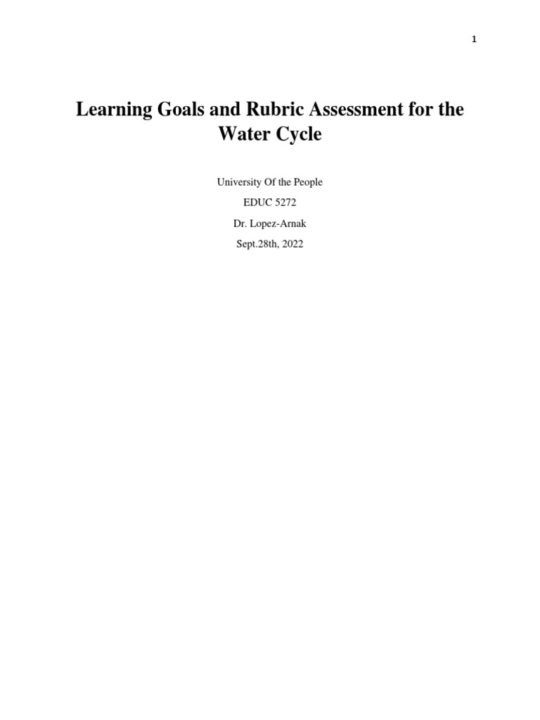 Water Cycle Lesson Plan & Rubric Guide | PDF