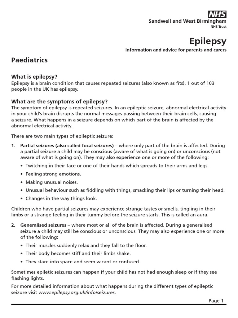 Epilepsy Leaflet | PDF