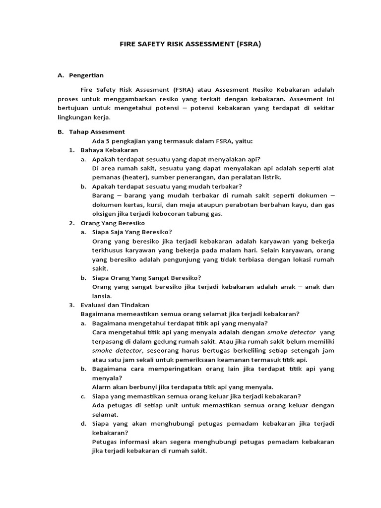 Fire Safety Risk Assessment | PDF