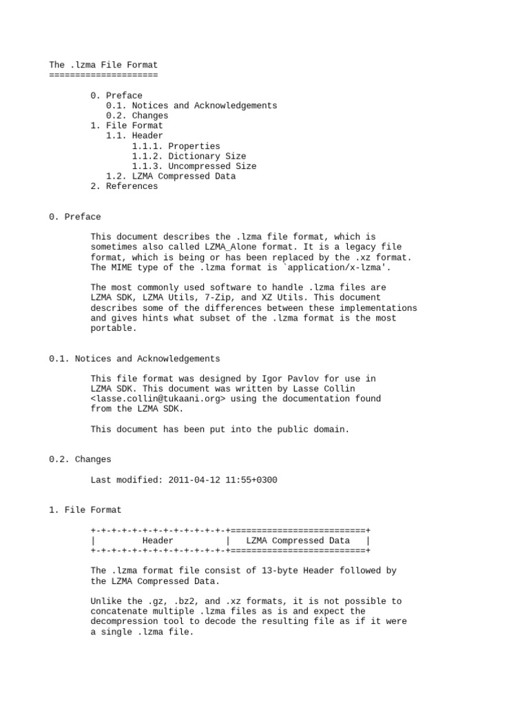 Lzma File Format Pdf Computer Engineering Computer Programming 7030