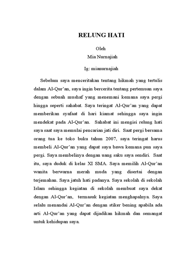 Mia Nurnajiah - Relung Hati | PDF