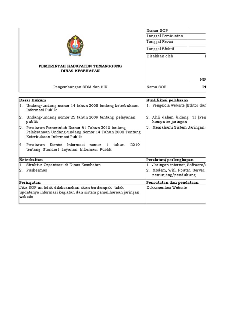 SOP Pengelolaan Web | PDF