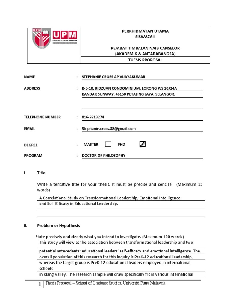 Research Proposal Template | PDF | Leadership | Emotional Intelligence