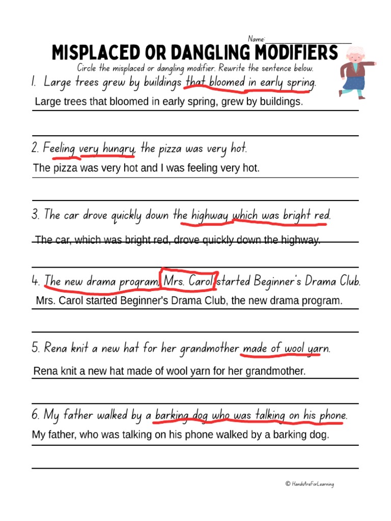 Circle The Misplaced or Dangling Modifier. Rewrite The Sentence Below | PDF
