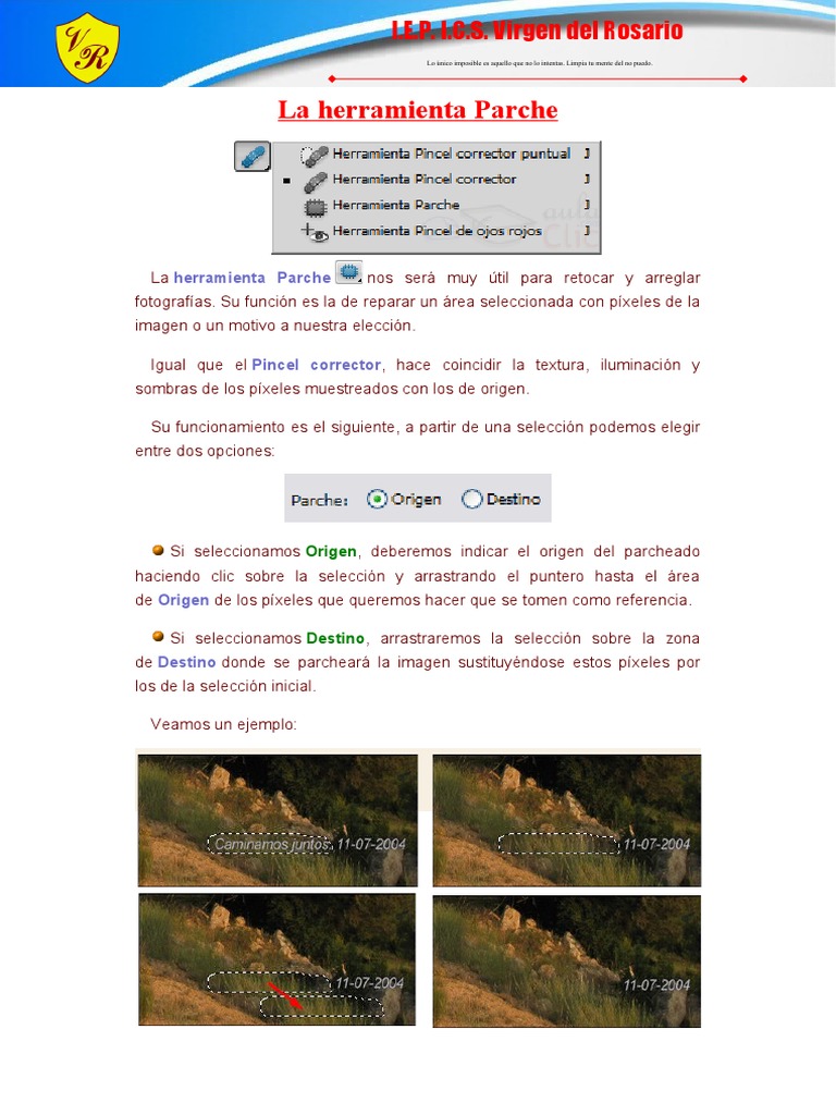 Uso de la herramienta Parche en fotos | PDF
