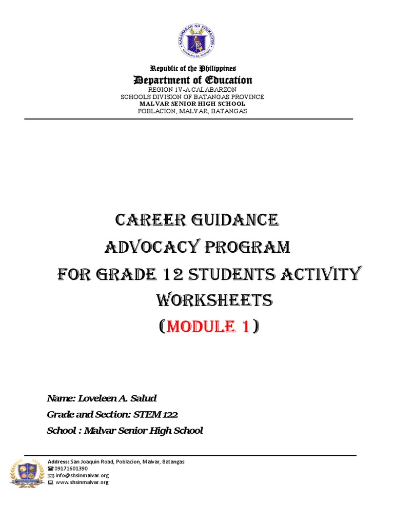 CGAP Grade 12 Worksheet MODULE 1 | PDF