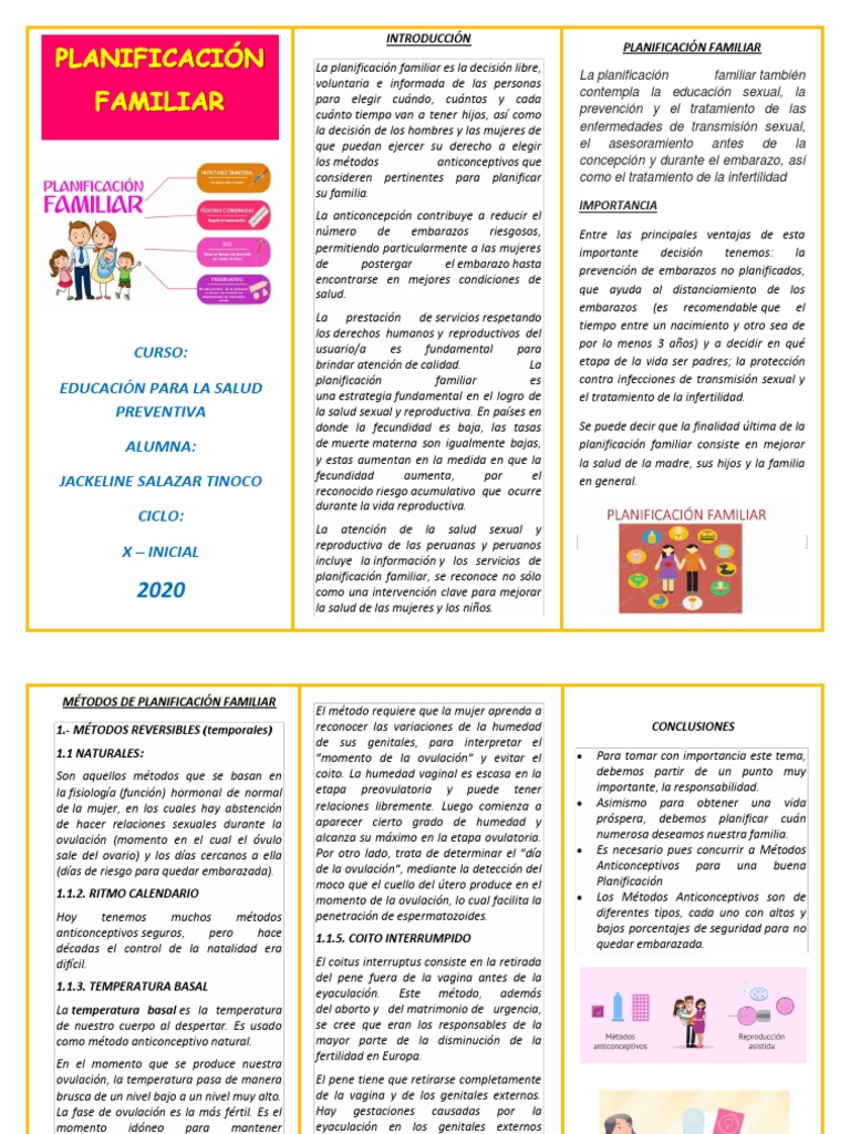 Triptico Planificación Familiar | PDF | Control de la natalidad ...