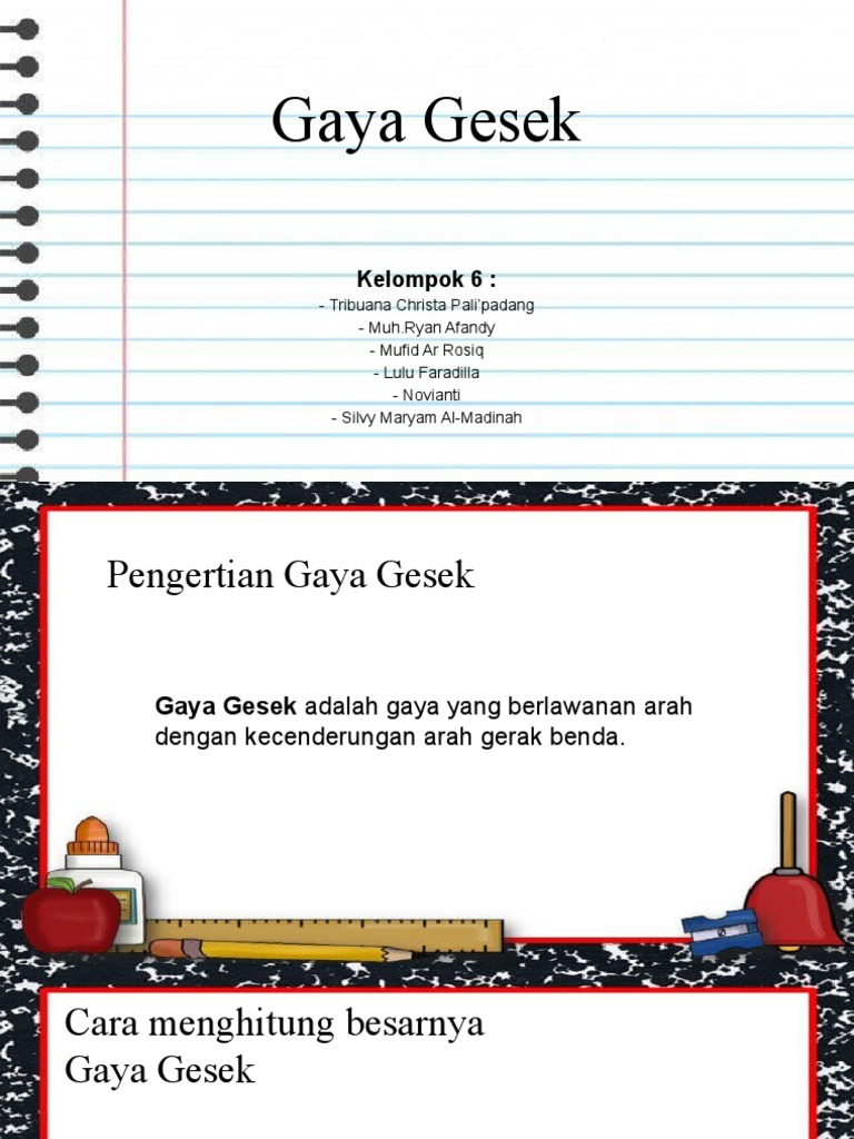 Pengertian dan Contoh Gaya Gesek | PDF