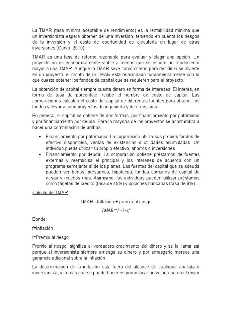 La TMAR | PDF | Interés | Economía política