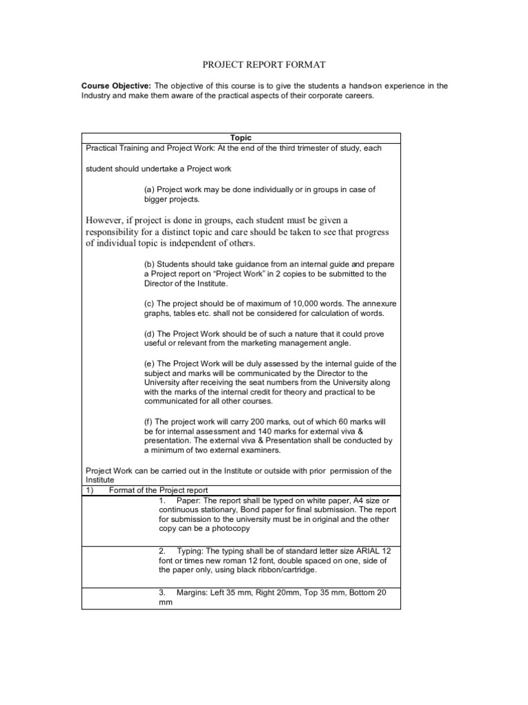 Project Format | PDF