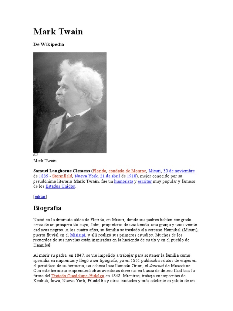 Biografia de Mark Twain | PDF | Mark Twain
