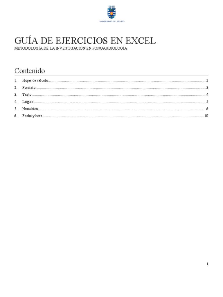 Guía de Ejercicios de Excel | PDF | Ph | Logaritmo