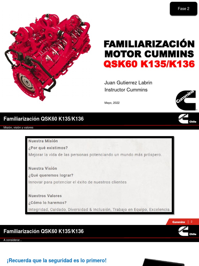 Familiarizacion Qsk60 k135 k136 Mayo 2022 JG | PDF | Inyección de combustible | Motor de ...