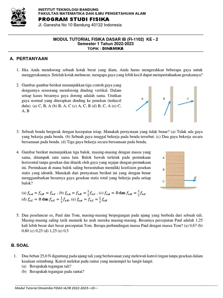 Modul 2 Tutorial Fisika1B INA | PDF
