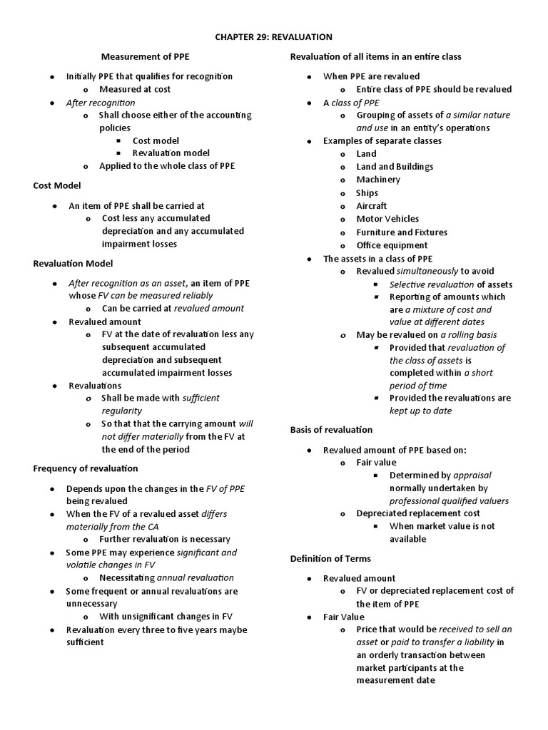AC 2101 CHAPTER 29 Notes | PDF | Depreciation | Historical Cost