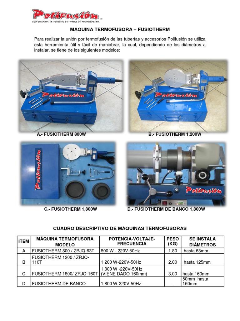 Guía para el uso de la máquina termofusora Fusiotherm | PDF