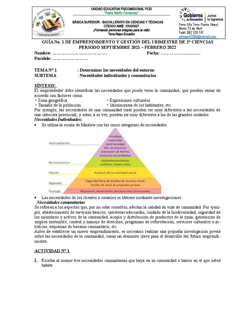 GUIA - 1-9 - Emprendimiento y Gestion-2do BGU 2021-2022 | PDF