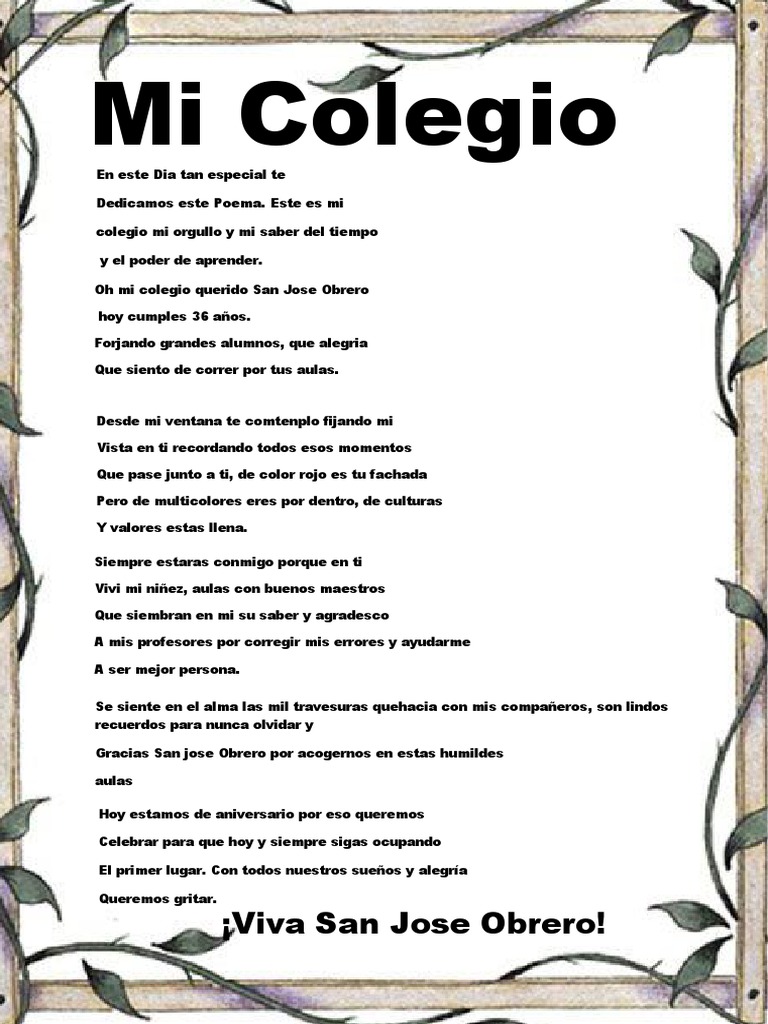 Poema para El Colegio | PDF