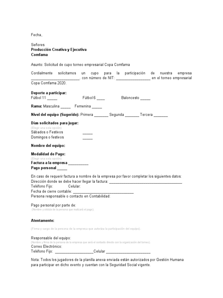 Formato Carta de Solicitud Cupo | PDF