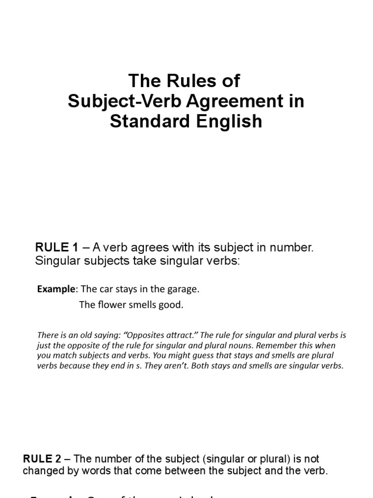 SVA Rules | PDF | Grammatical Number | Verb