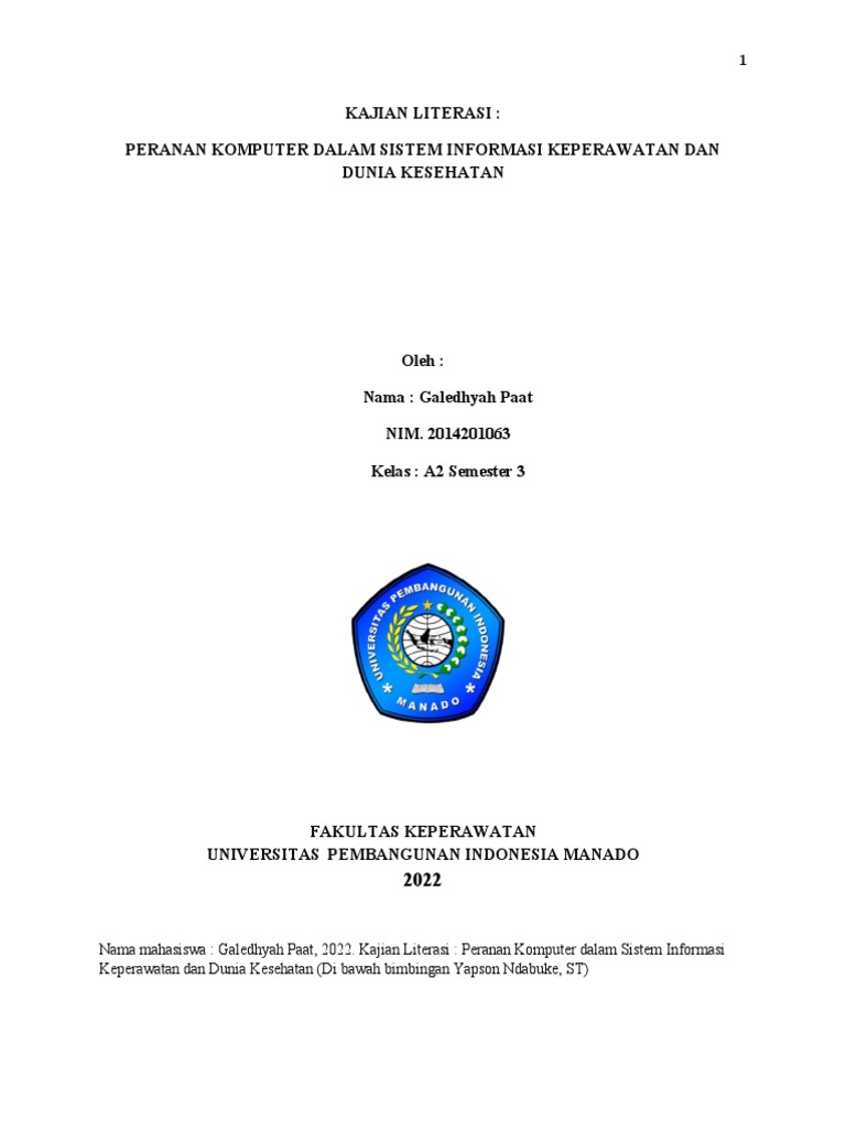 Peranan Komputer Dalam Sistem Informasi Keperawatan Dan Dunia Kesehatan | PDF