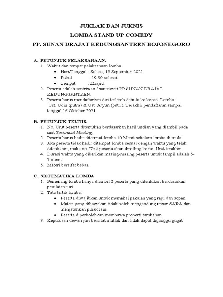 Juklak Dan Juknis Perlombaan Pbhi Dan HSN | PDF