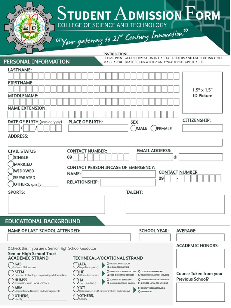 Admission Form | PDF