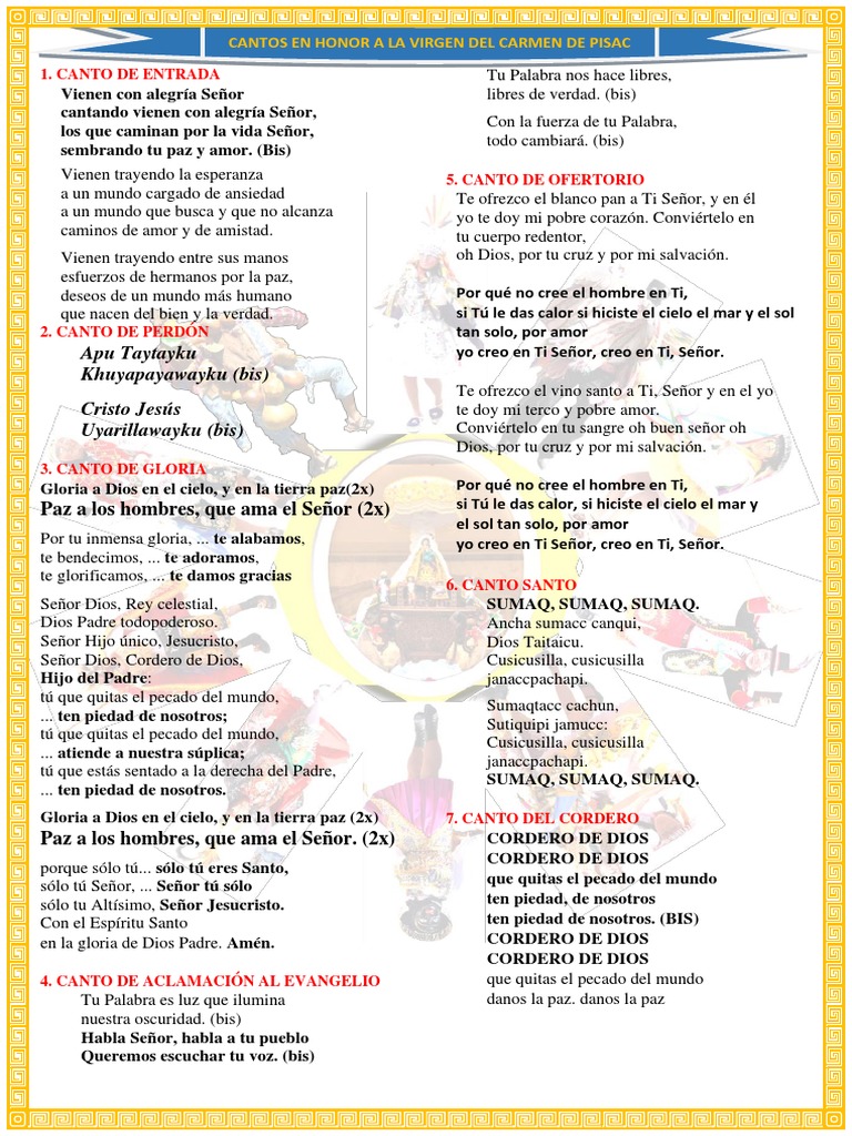 Cantos Virgen Del Carmen 16julio Pdf María Madre De Jesús Amor