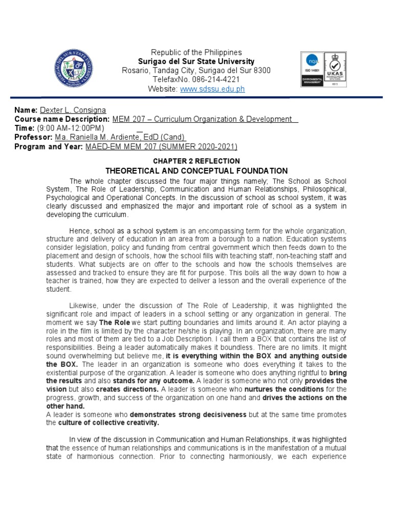 Chapter 2 Reflection Final | PDF