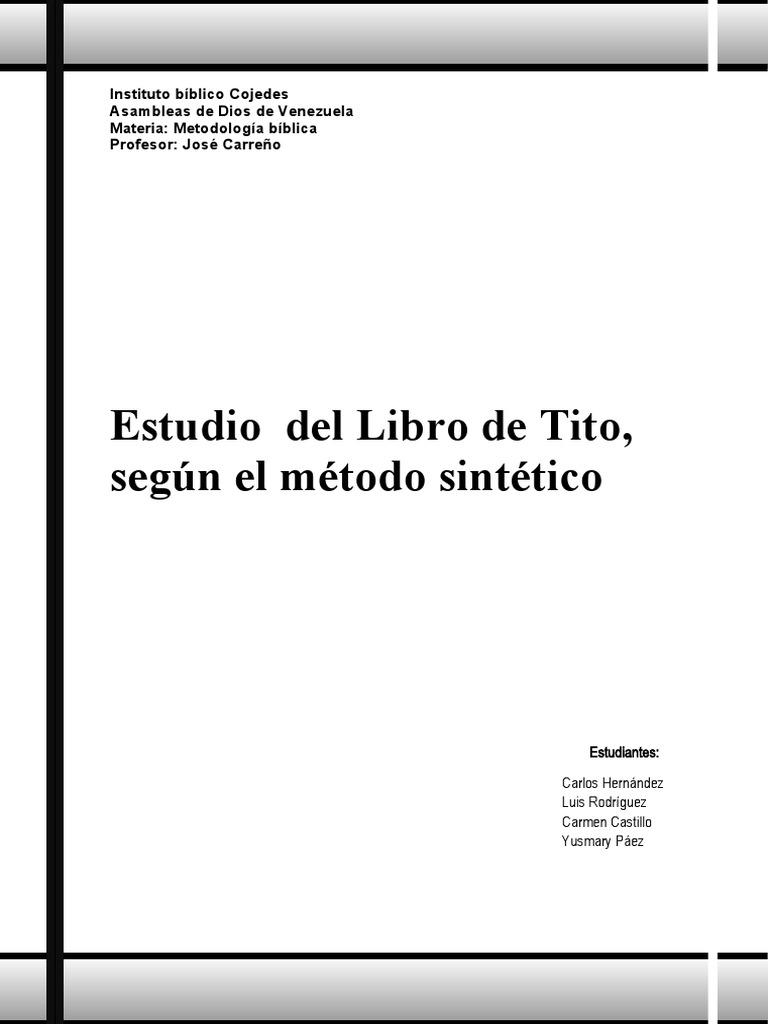 Estudio Sintético del Libro de Tito | PDF | Biblia | Cristo (título)
