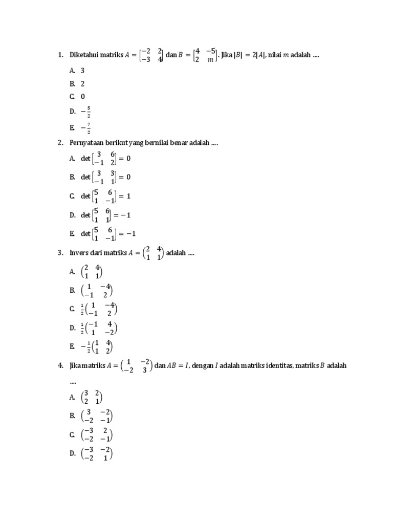 Uh Matriks 2 - Determinan Invers | PDF