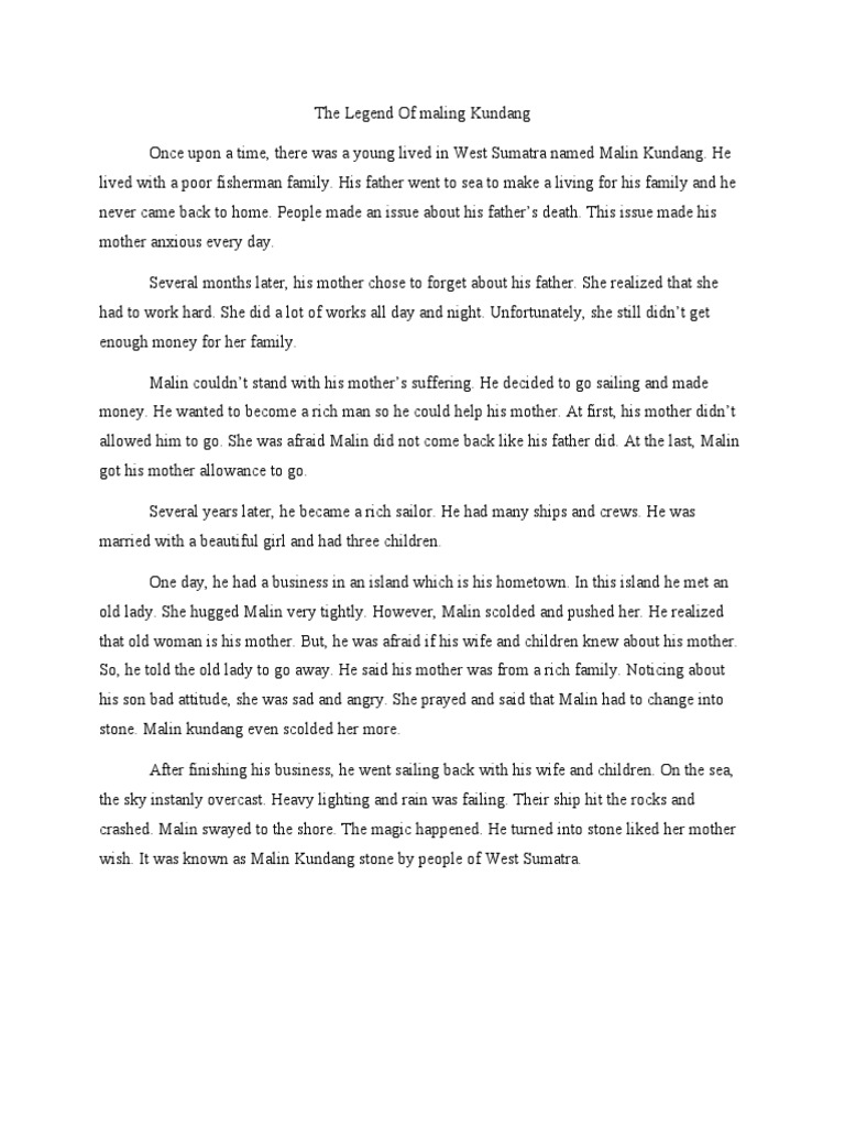 Teks Story Telling Maling Kundang | PDF