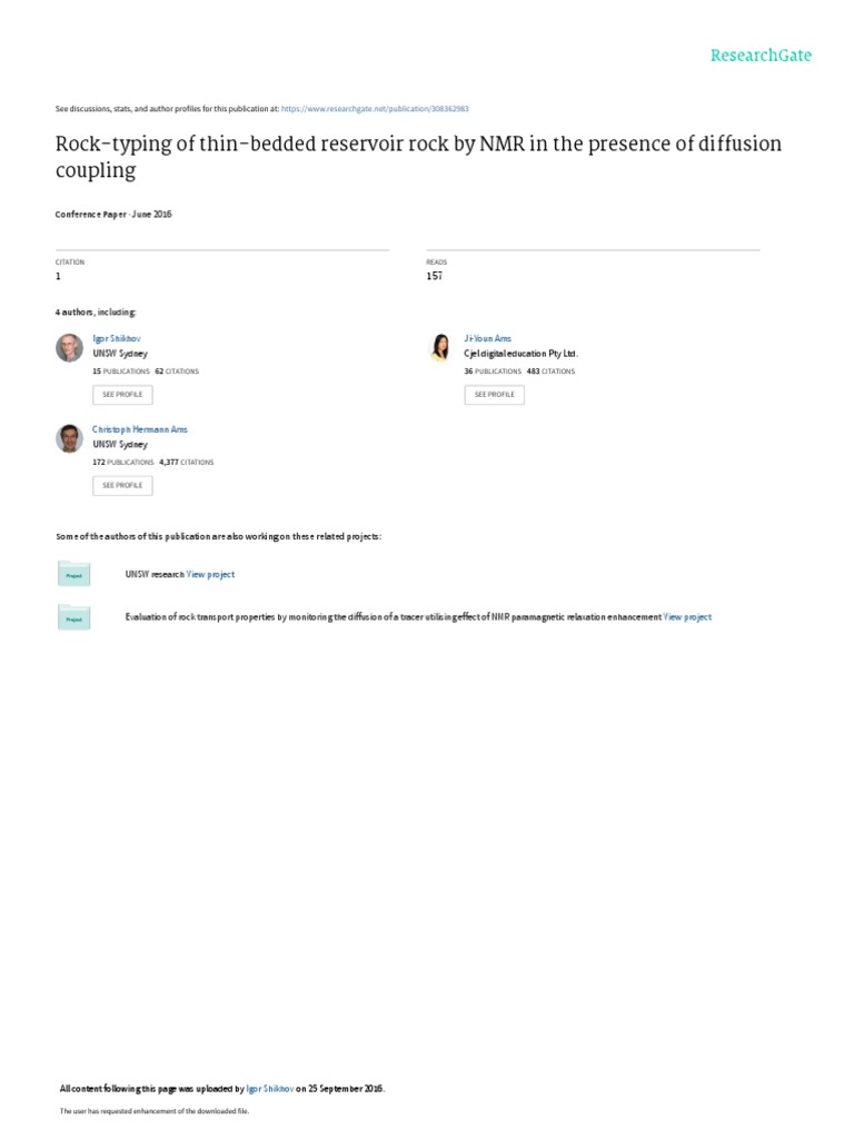 2016 Rock Typing Of Thin Bedded Reservoir Rock By Nmr In The Presence Of Diffusive Coupling