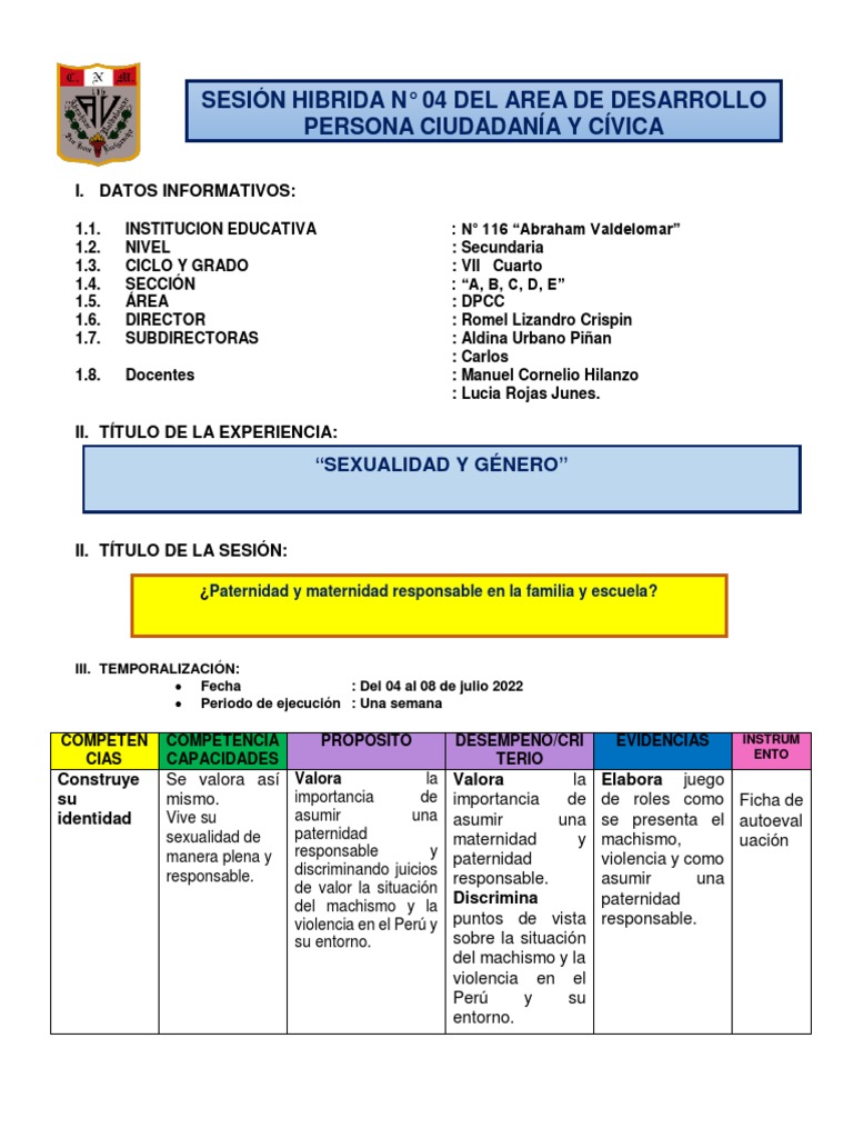 SESION HIBRIDA 4 II Trimestre DPCC 4° GRADO | PDF | Autosuperación