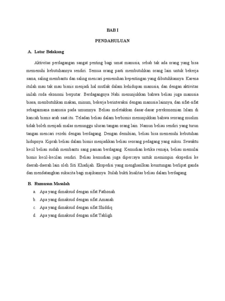 Fatonah, Amanah, Shidiq, Tabliq | PDF | Agama & Spiritualitas